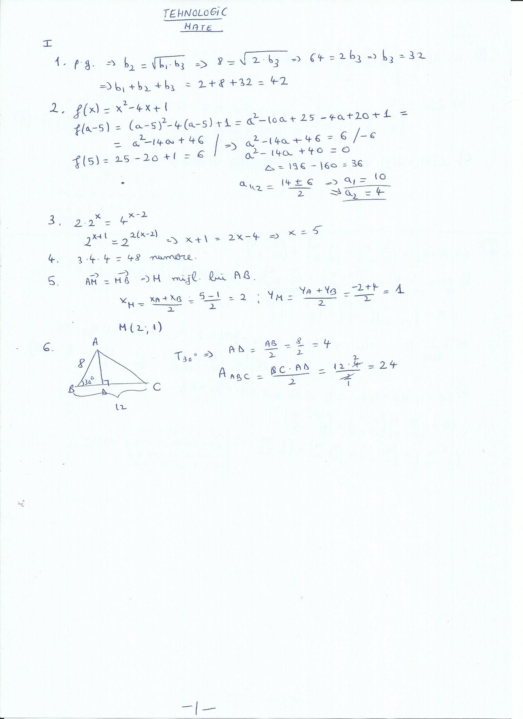 Rezolvare simulare BAC 2016 MATE-Tehnologic(clasa a 11 a) – # ...